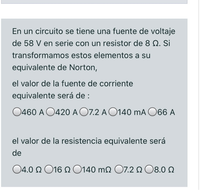 En un circuito se tiene una fuente de voltaje de 58 V | Chegg.com