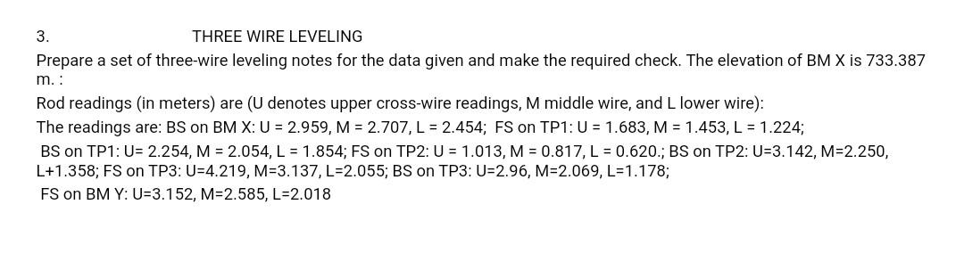 Solved 3. THREE WIRE LEVELING Prepare a set of three-wire | Chegg.com