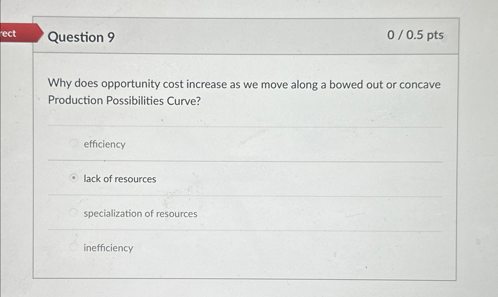 Solved Question 900.5ptsWhy does opportunity cost increase | Chegg.com