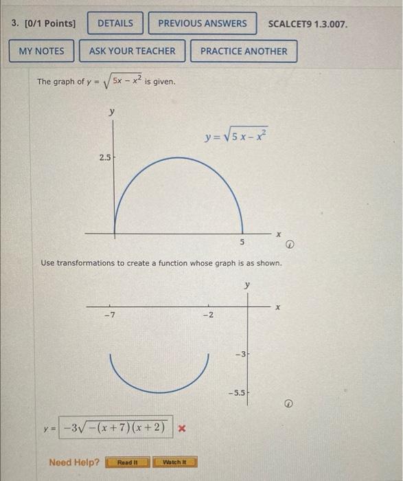 Solved The graph of y=5x−x2 is given. Use transformations to | Chegg.com