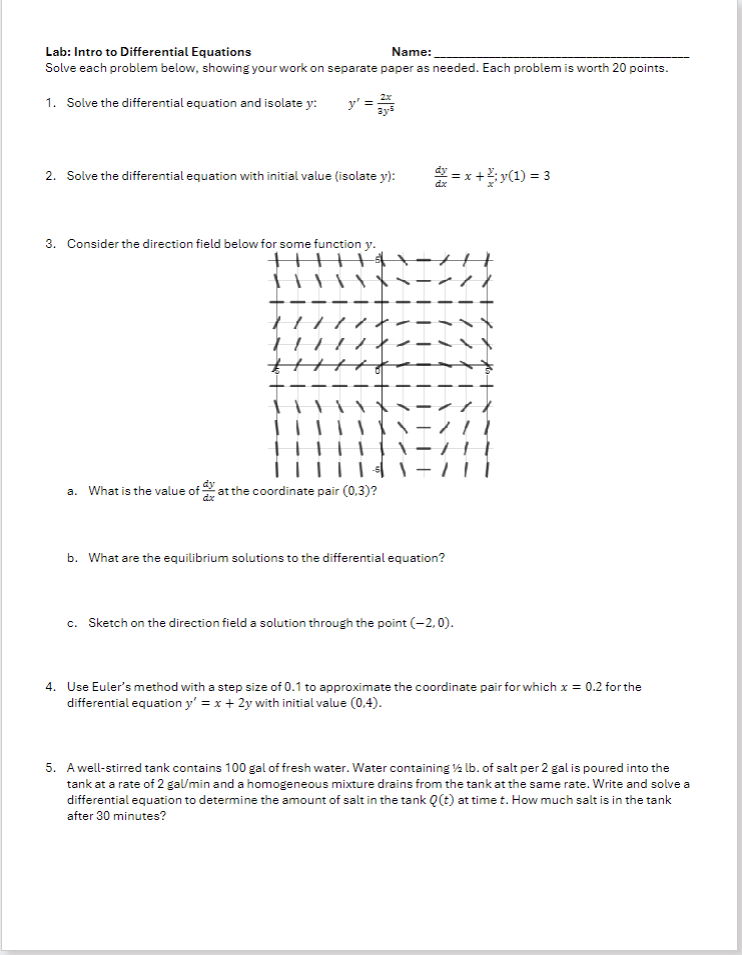 Solve each problem below, showing your work on | Chegg.com