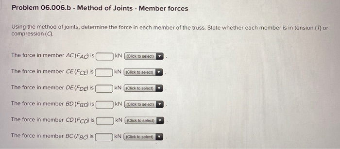 Solved Problem 06.006 - Method of Joints NOTE: This is a | Chegg.com