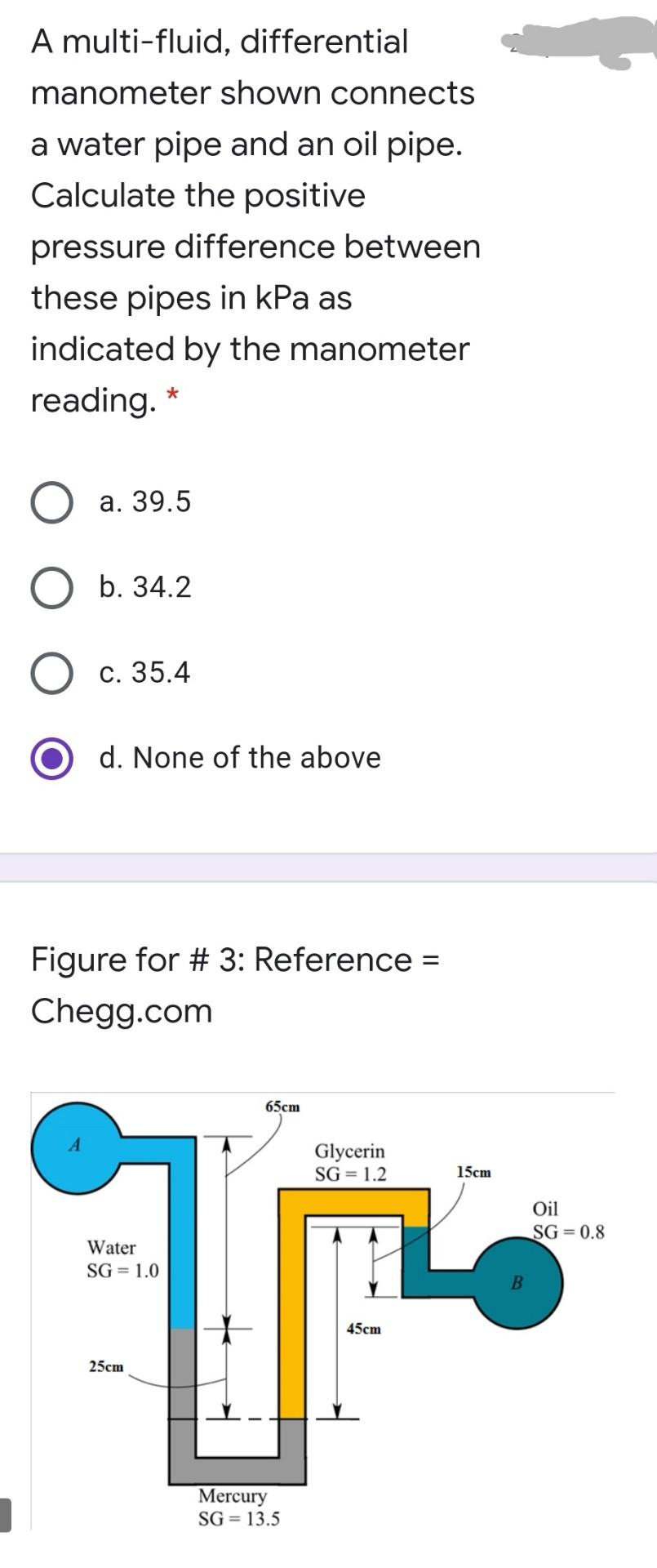 Solved A multi-fluid, differential manometer shown connects | Chegg.com