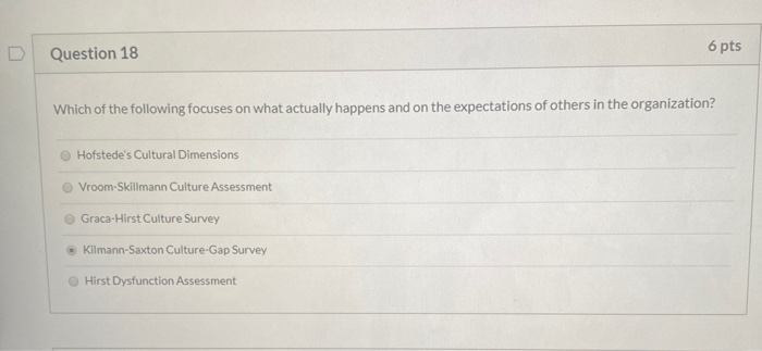 Solved Question 18 6 pts Which of the following focuses on | Chegg.com