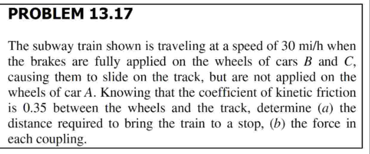 Solved PROBLEM 13.17 ﻿The subway train shown is traveling at | Chegg.com