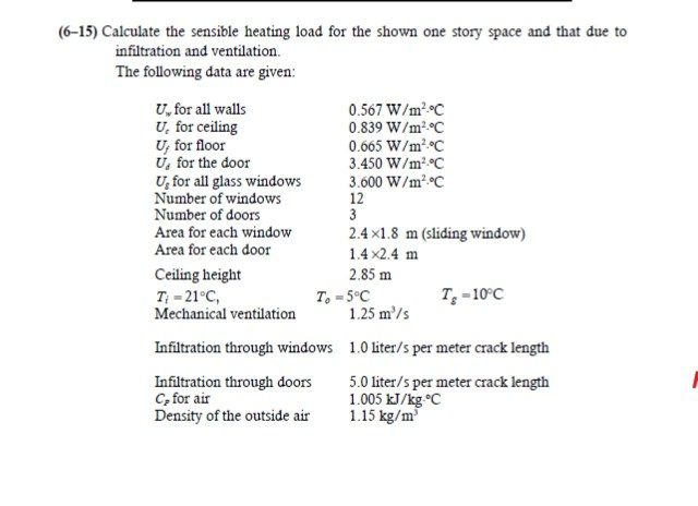 (6-15) Calculate the sensible heating load for the | Chegg.com