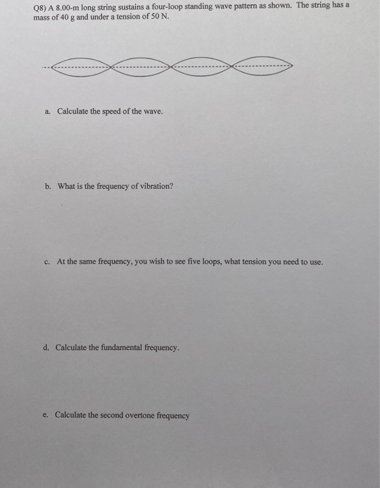 Solved Q8) A 8.00-m long string sustains a four-loop | Chegg.com