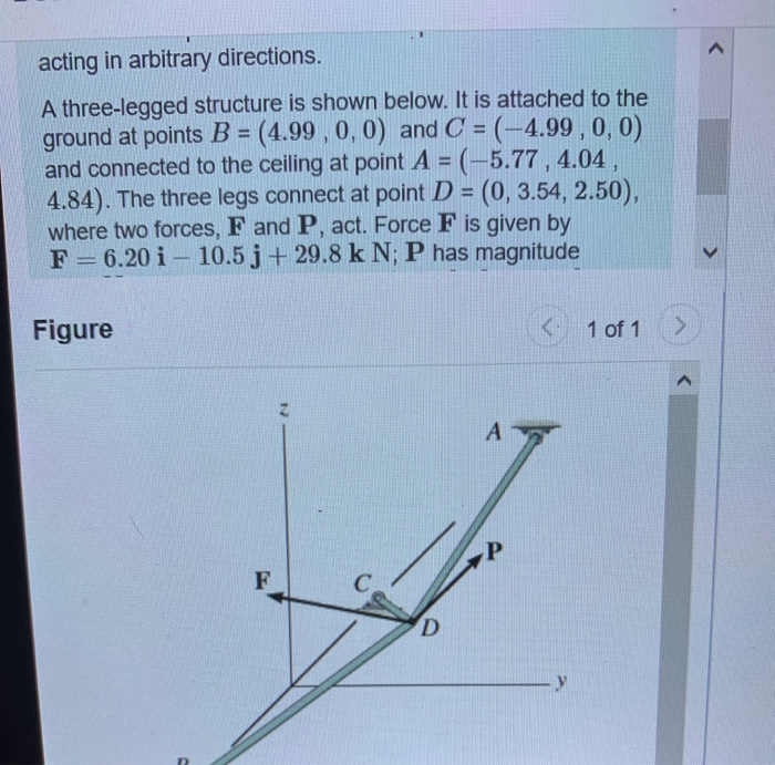 Solved acting in arbitrary directions. A three-legged | Chegg.com