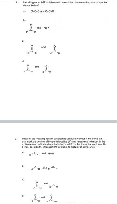 Solved 1. List all types of IMF which would be exhibited | Chegg.com