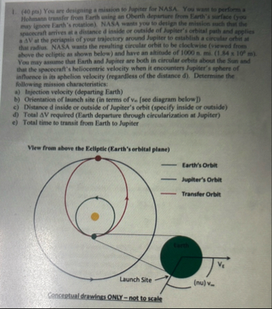 Solved (40pts) ﻿You are designing a mission to Jupiter for | Chegg.com