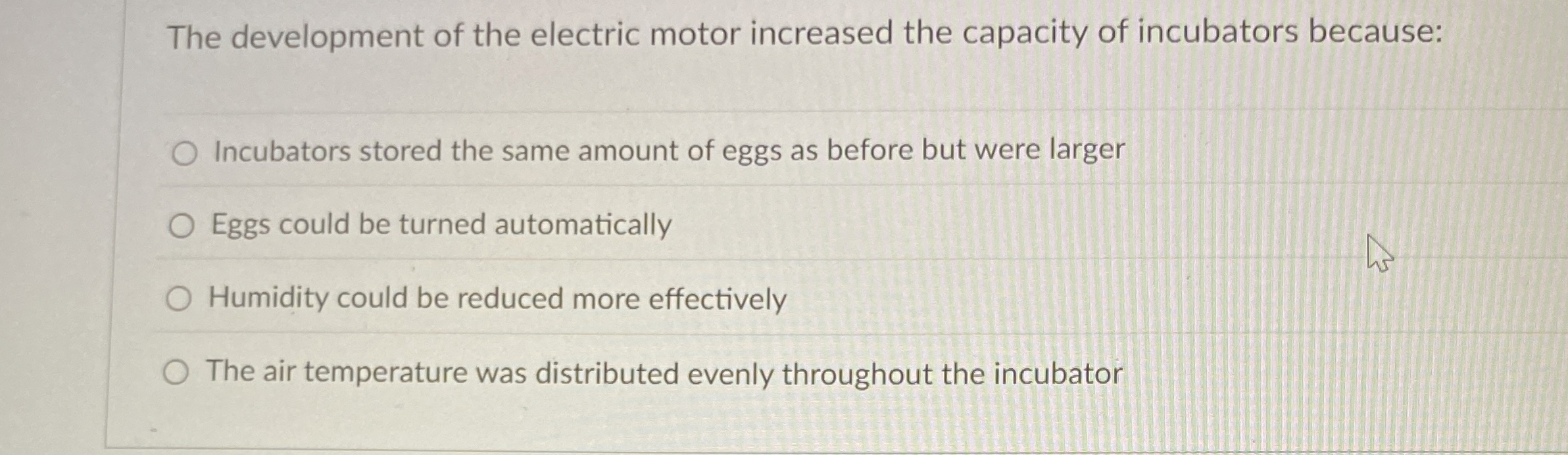 Solved The development of the electric motor increased the | Chegg.com