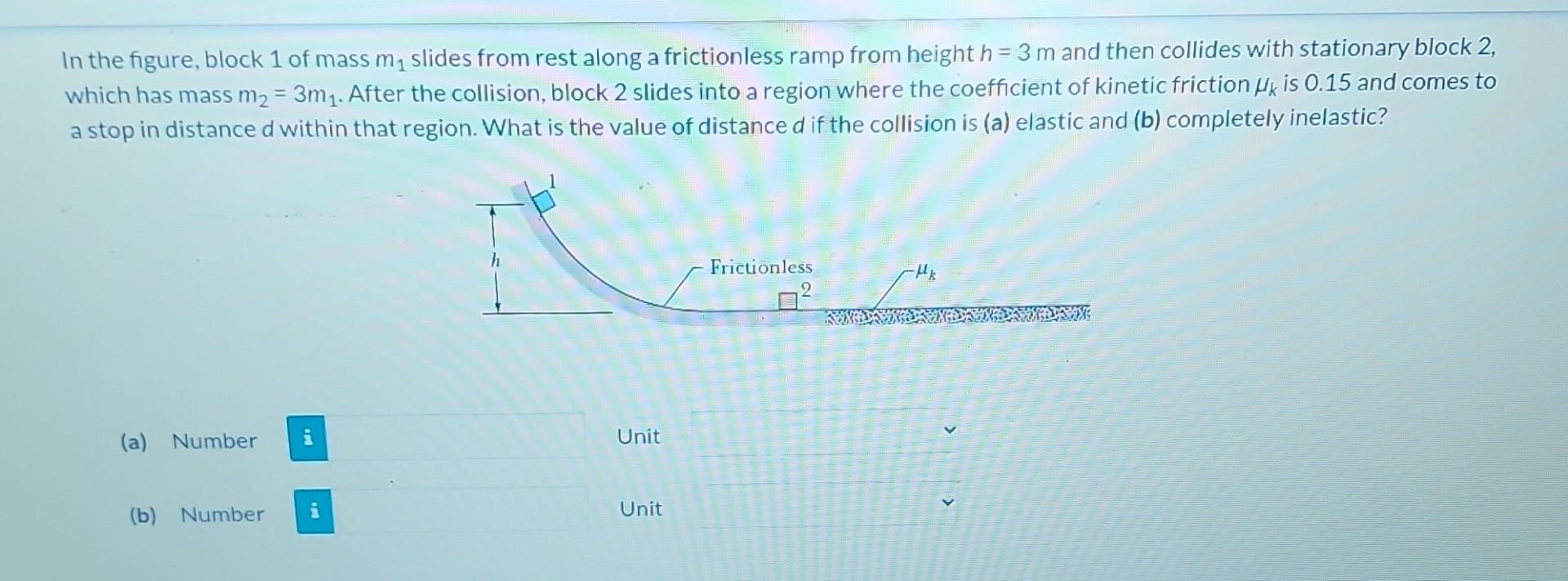 Solved In the figure, block 1 of mass m1 slides from rest | Chegg.com