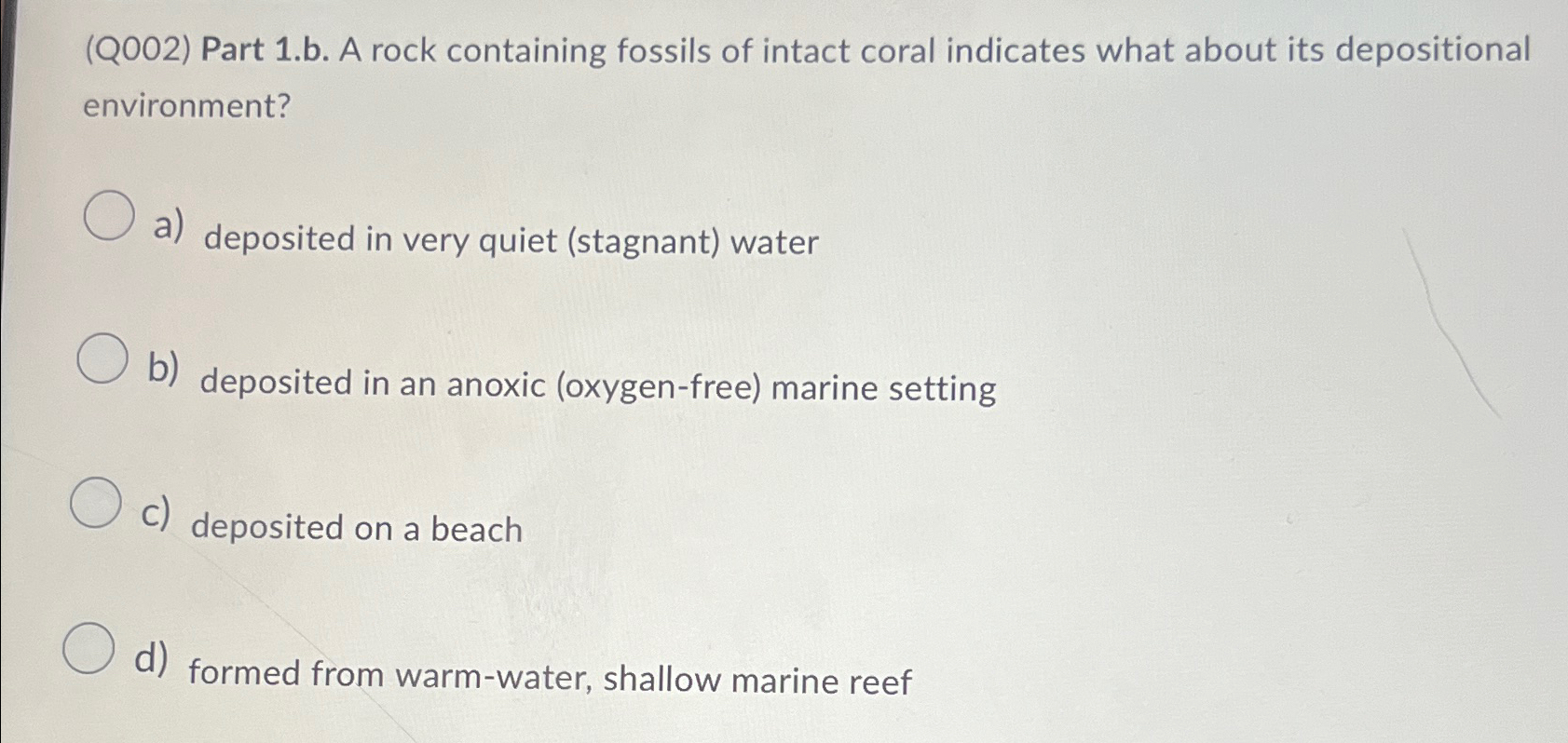 Solved (Q002) ﻿Part 1.b. ﻿A rock containing fossils of | Chegg.com