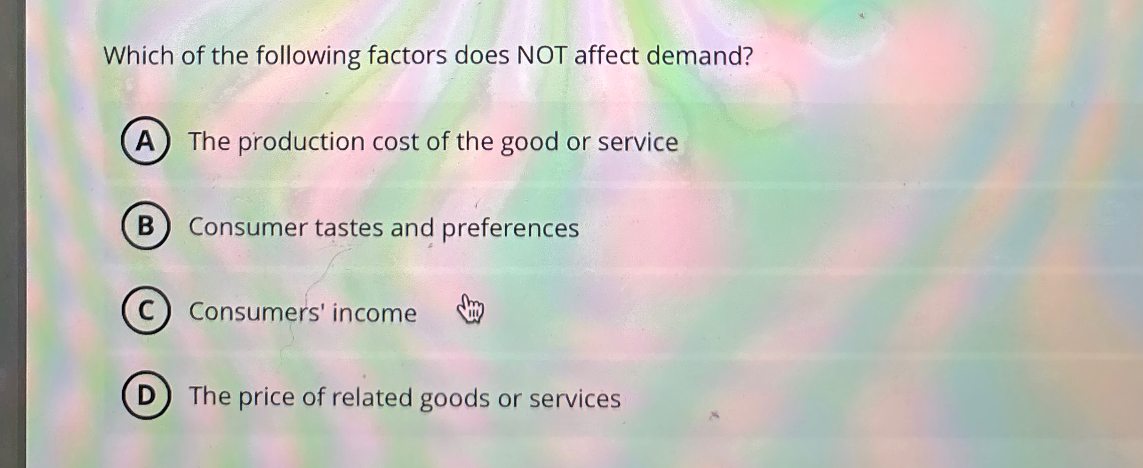 Solved Which of the following factors does NOT affect | Chegg.com