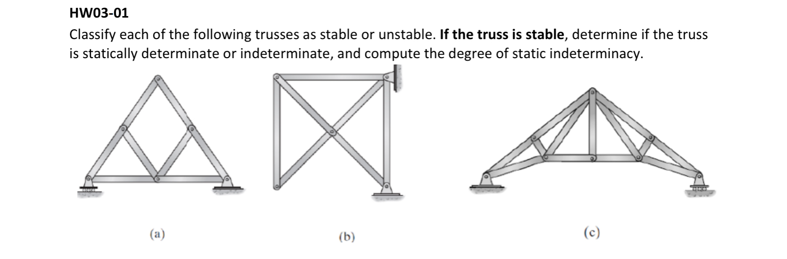 Solved HW03-01Classify each of the following trusses as | Chegg.com