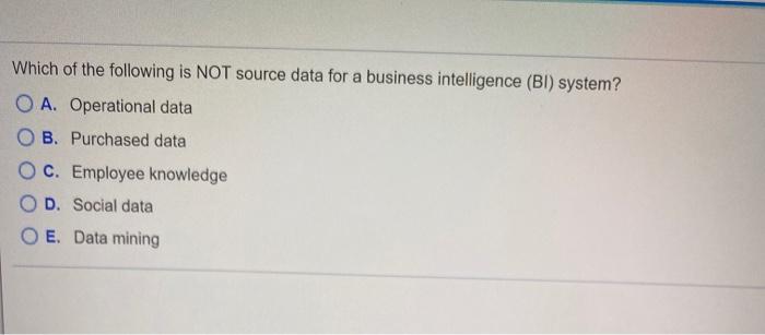 Solved Which of the following is NOT source data for a | Chegg.com