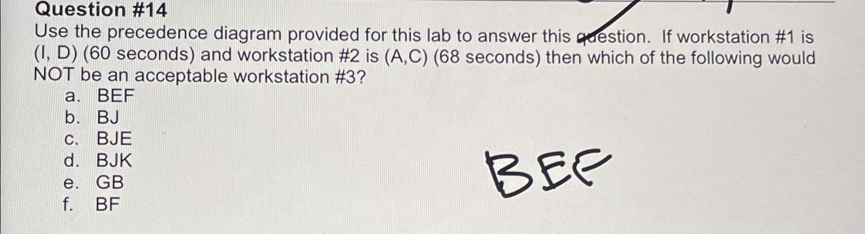Solved Question #14Use the precedence diagram provided for | Chegg.com