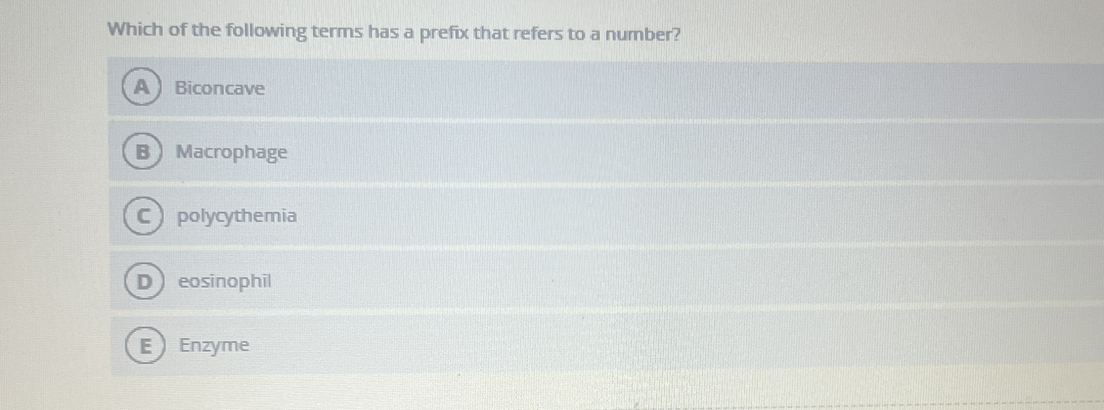Solved Which of the following terms has a prefix that refers | Chegg.com