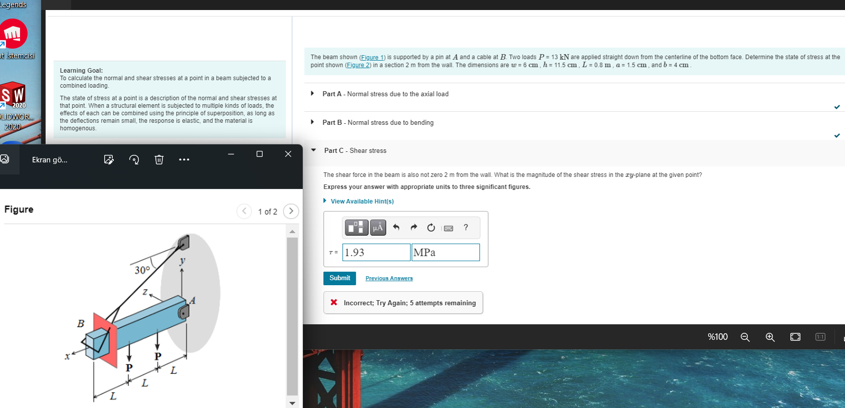 Solved Learning Goal: To calculate the normal and shear | Chegg.com