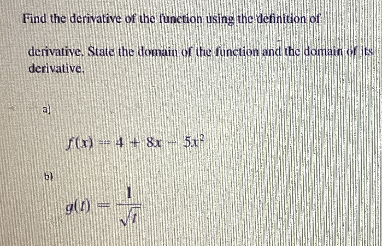 Solved Find the derivative of the function using the | Chegg.com