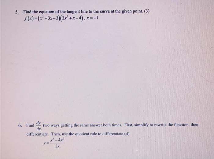 Solved 1. Give the derivative to each of the following | Chegg.com