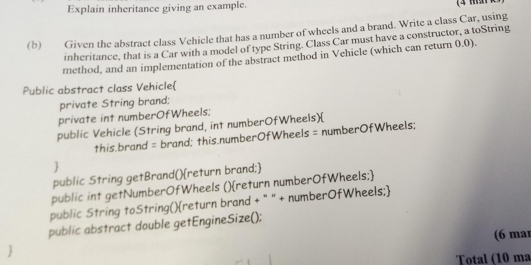 Solved Explain Inheritance Giving An Example B A Given 8554