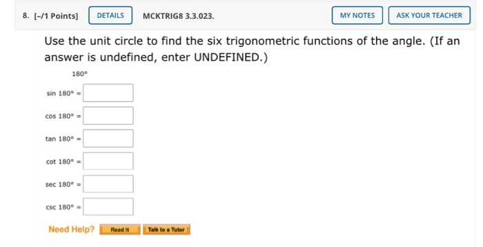 Solved 8. [-/1 Points) DETAILS MCKTRIG8 3.3.023. MY NOTES | Chegg.com