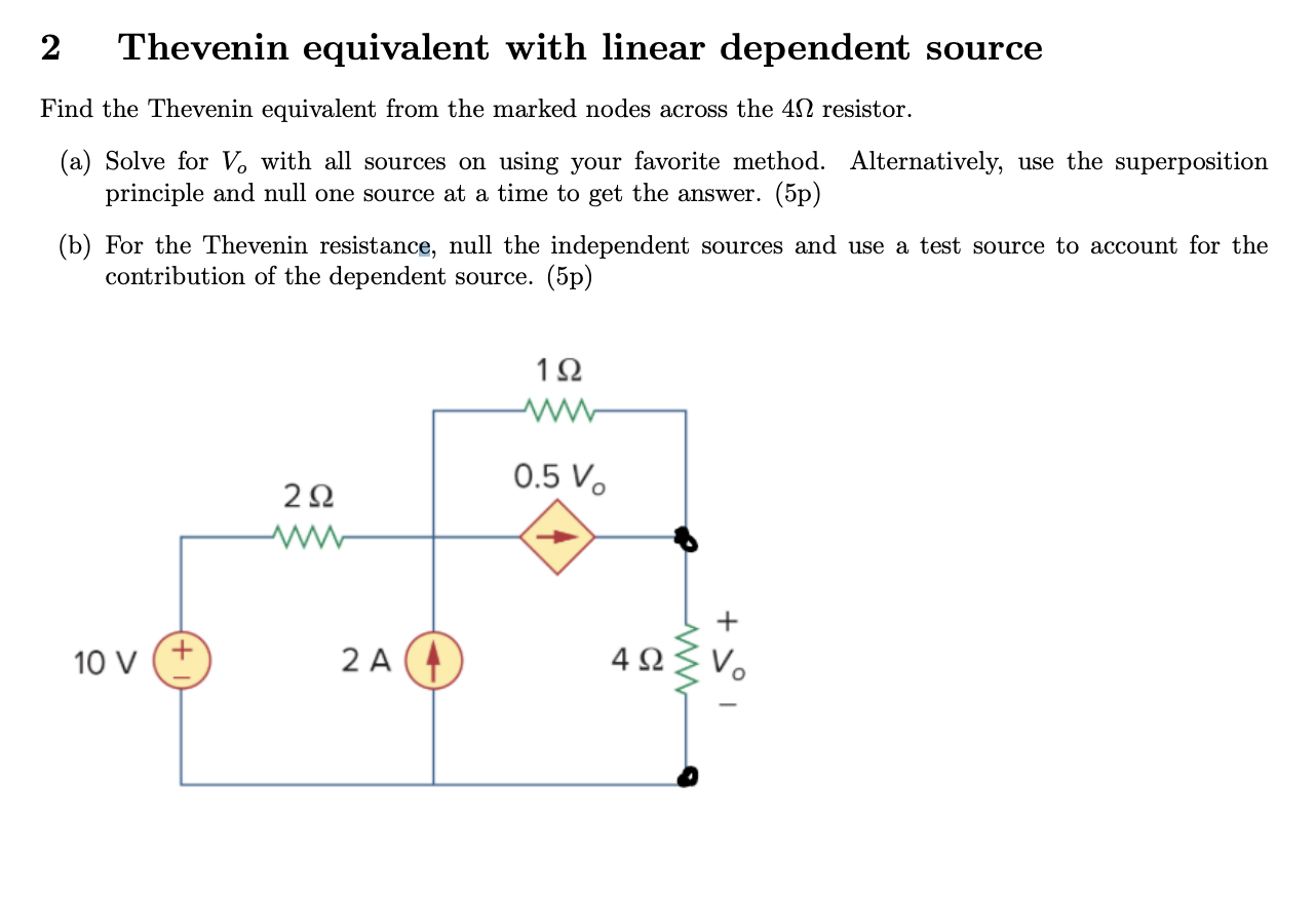 2 ﻿Thevenin equivalent with linear dependent source | Chegg.com
