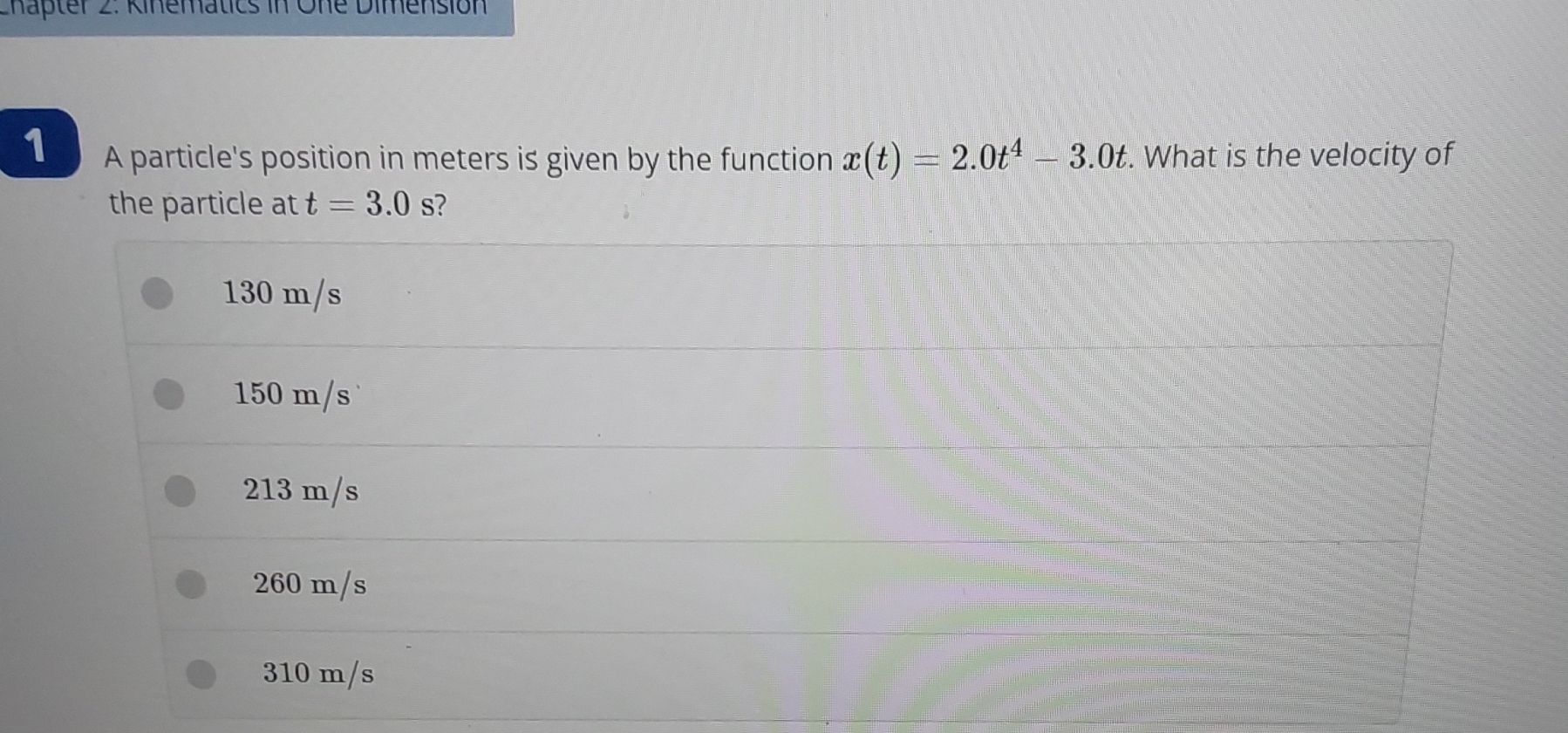 Solved 1 ﻿A particle's position in meters is given by the | Chegg.com