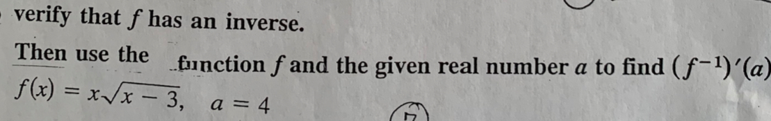 Solved verify that f ﻿has an inverse.Then use the function f | Chegg.com