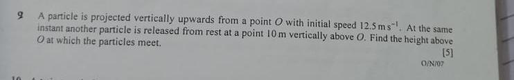 Solved 9 ﻿A particle is projected vertically upwards from a | Chegg.com