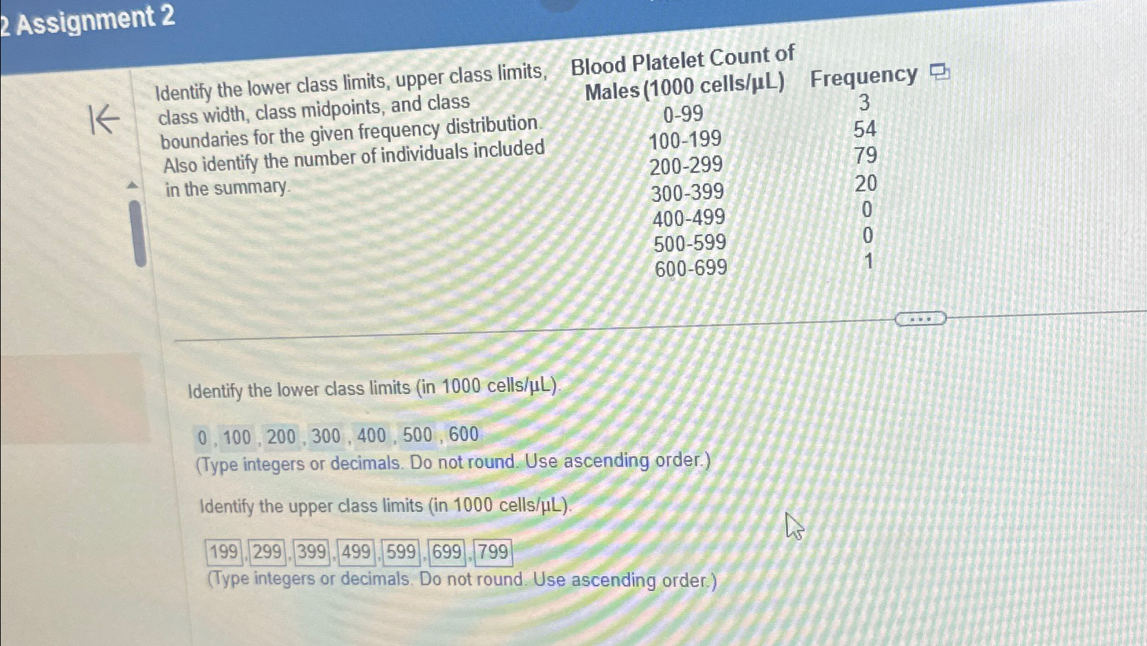 Solved 2 ﻿Assignment 2Identify the lower class limits, | Chegg.com