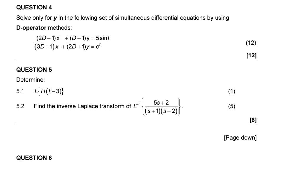 Solved Solve only for y in the following set of simultaneous | Chegg.com