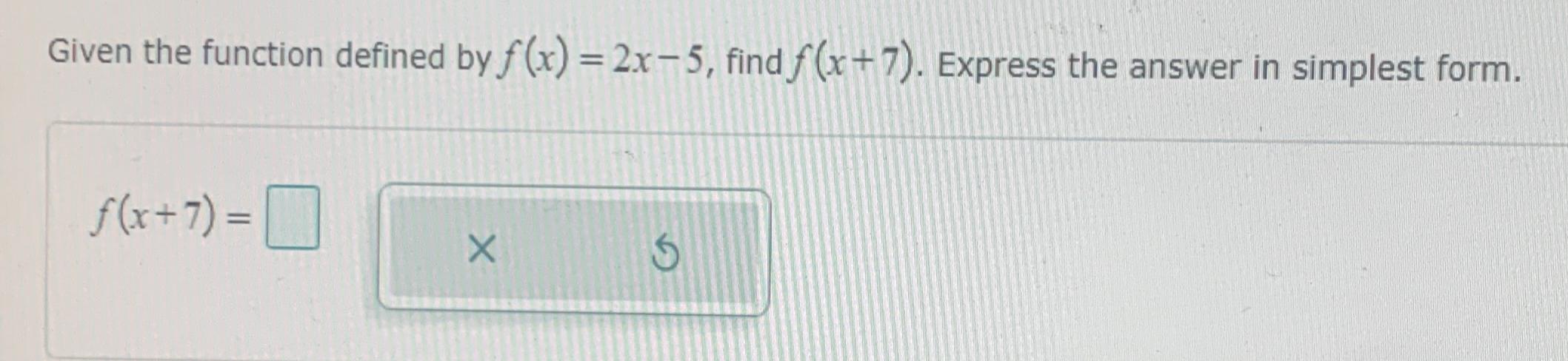 Solved Given the function defined by f(x)=2x-5, ﻿find | Chegg.com