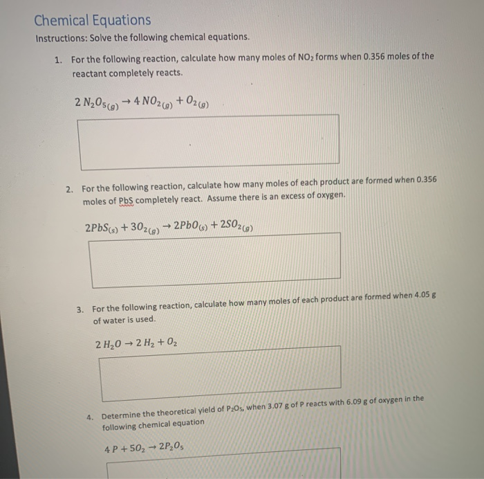 Solved Chemical Equations Instructions: Solve the following | Chegg.com