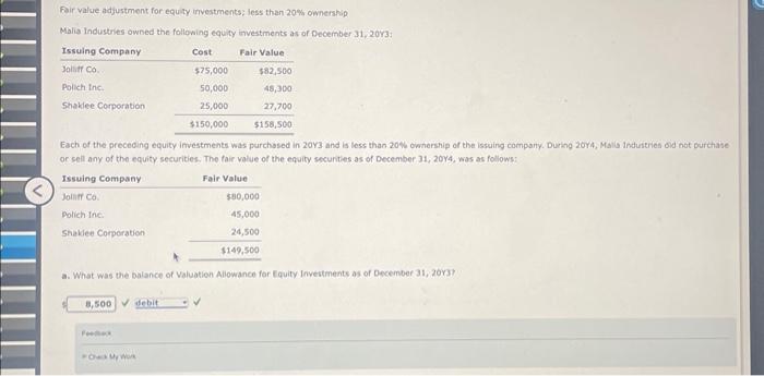 Solved Fair value adjustment for equity irvestments; less | Chegg.com