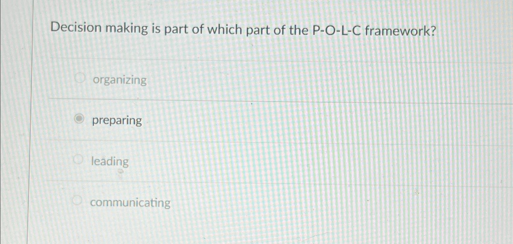 Solved Decision making is part of which part of the P-O-L-C | Chegg.com