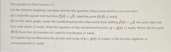 Solved This question is from Section 1.2. Use the Desmos | Chegg.com
