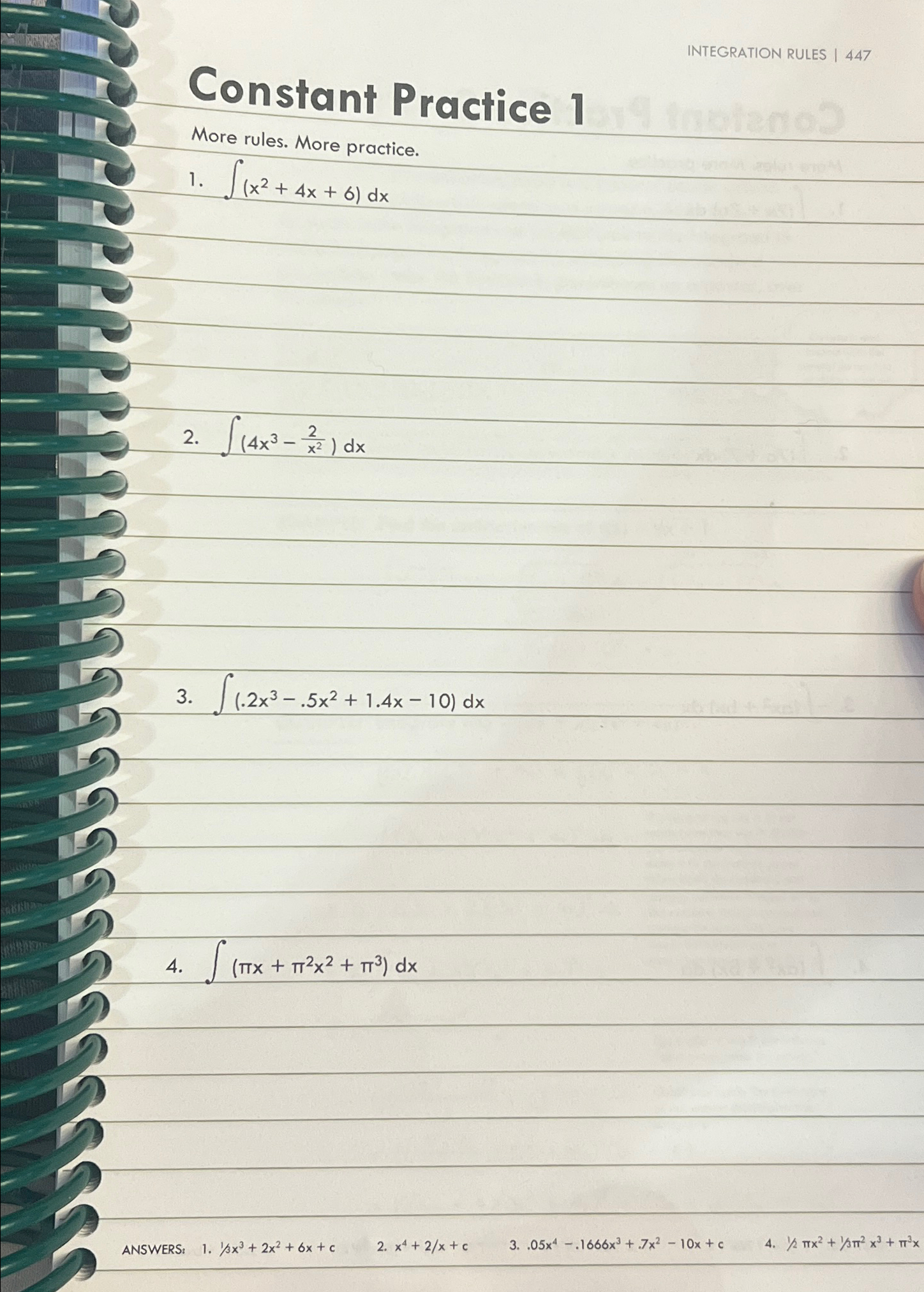 Solved INTEGRATION RULES | 447Constant Practice 1More rules. | Chegg.com