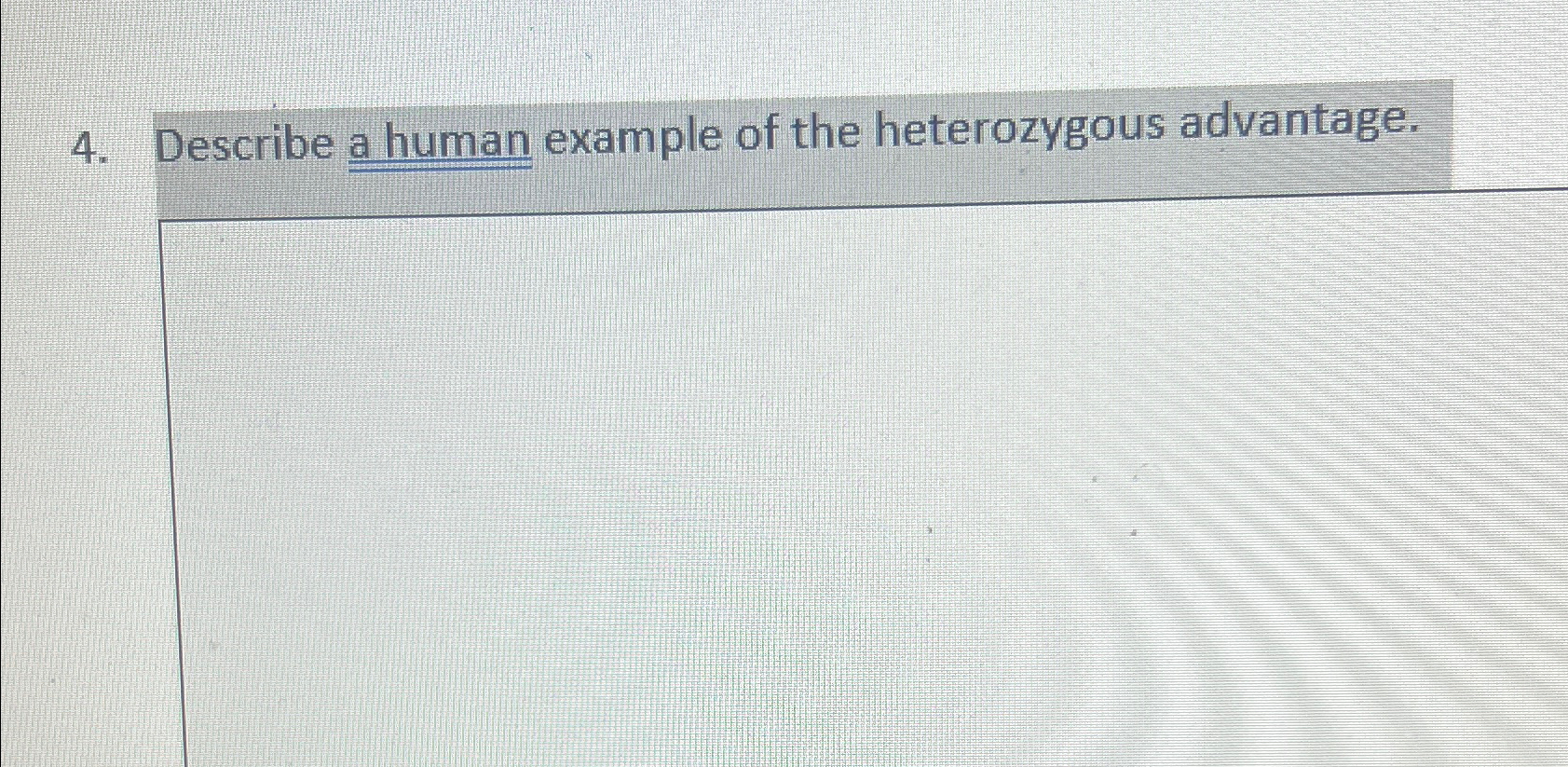 Solved Describe a human example of the heterozygous | Chegg.com