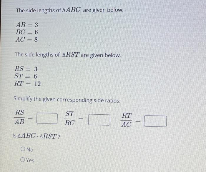 The side lengths of AABC are given below. AB = 3 BC 6 | Chegg.com