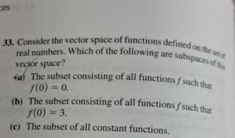 Solved Consider the vector space of functions defined on the | Chegg.com