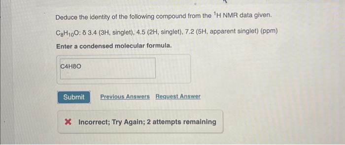 Solved Deduce the identity of the following compound from | Chegg.com