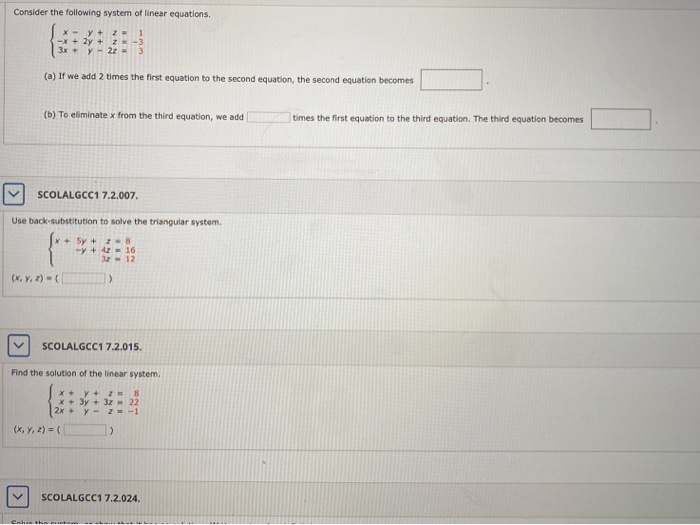 Solved Consider the following system of linear equations. | Chegg.com