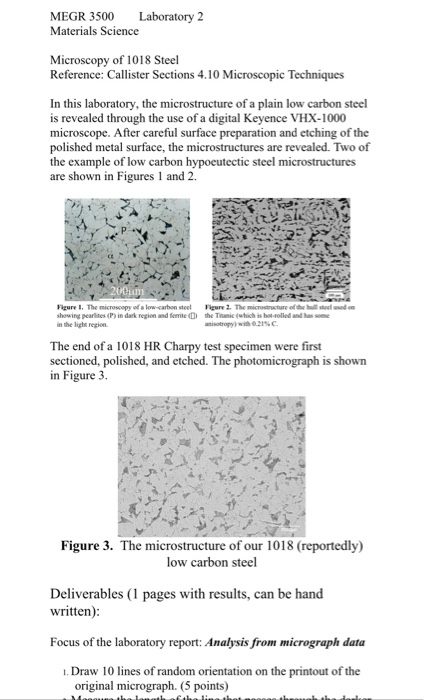 MEGR 3500 Laboratory 2 Materials Science Microscopy | Chegg.com