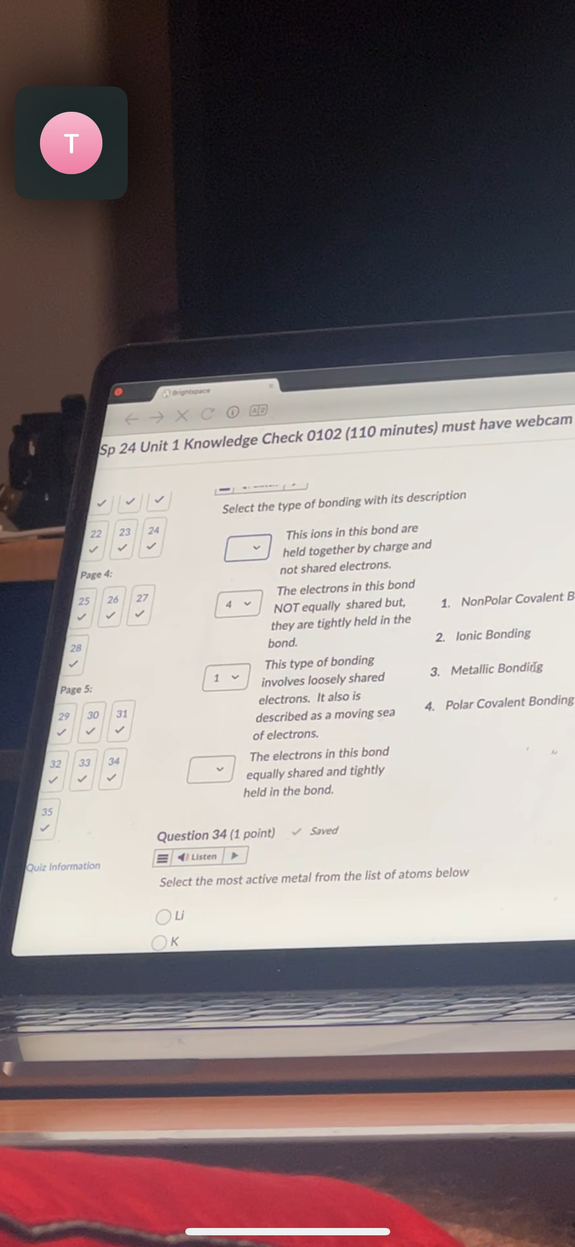 Solved Select the type of bonding with its descriptionThis | Chegg.com