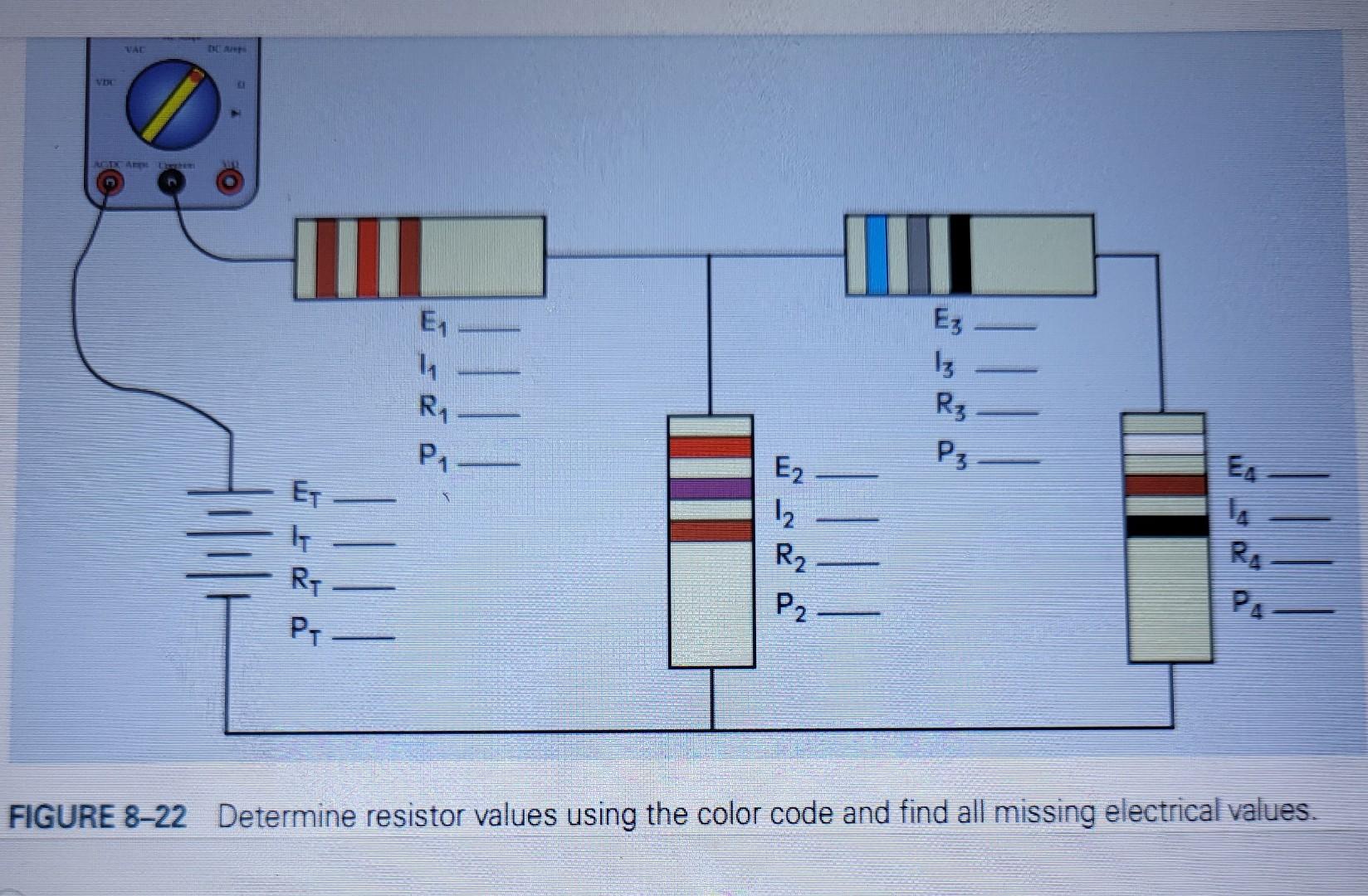 Solved FIGURE 8-22 Determine resistor values using the color | Chegg.com