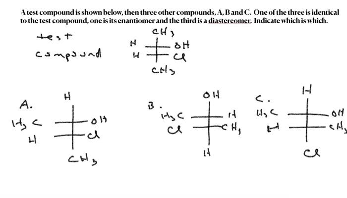 Solved A test compound is shown below, then three other | Chegg.com
