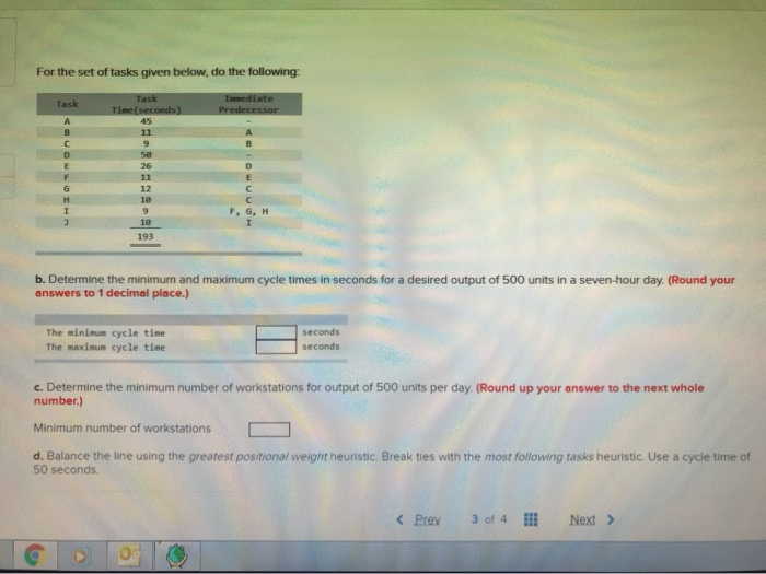 Solved For the set of tasks given below, do the following: | Chegg.com