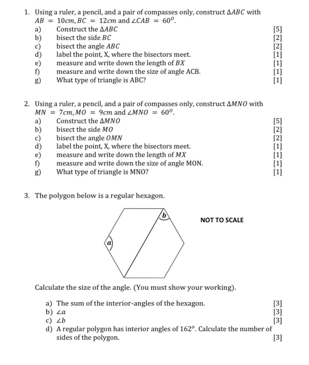 Solved Using a ruler, a pencil, and a pair of compasses | Chegg.com
